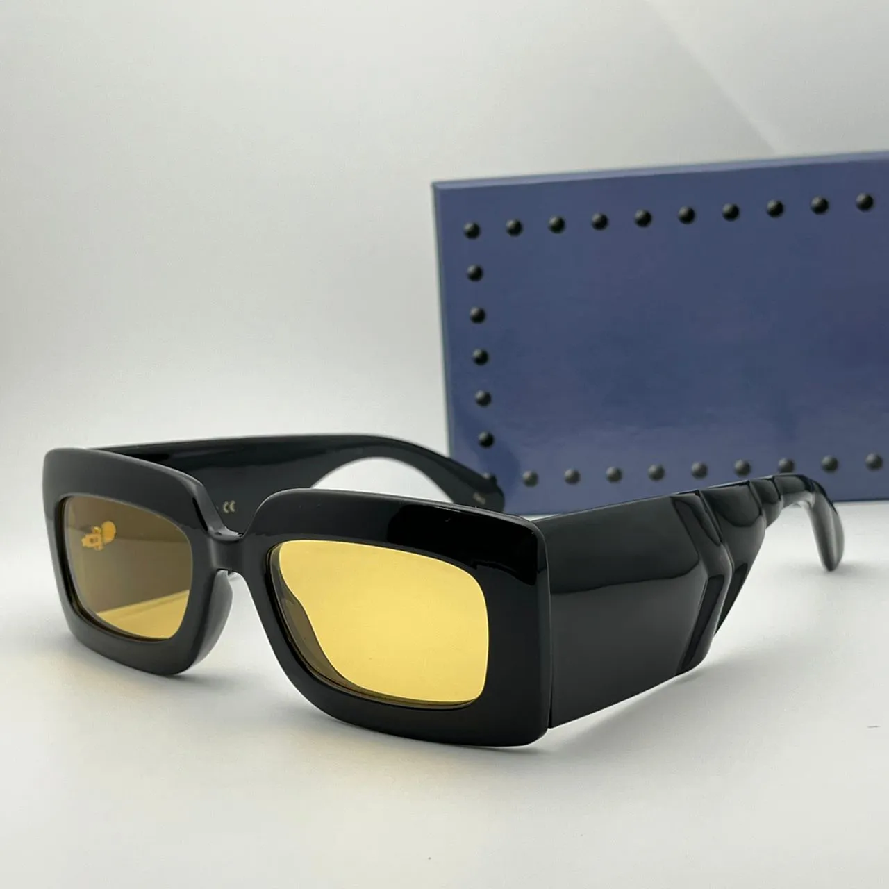 Retro Square Black Rectangle Sunglasses For Women Anti Ultraviolet Full ...