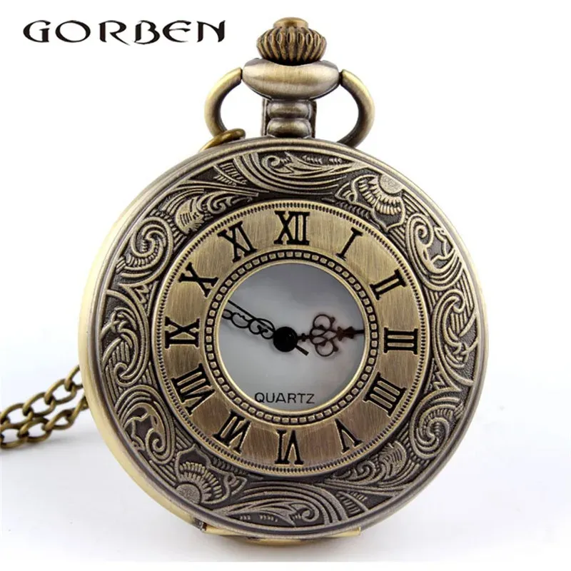 Classic Roman Numeral Pocket Watch, Empty Circle Surface Quartz Watch ...