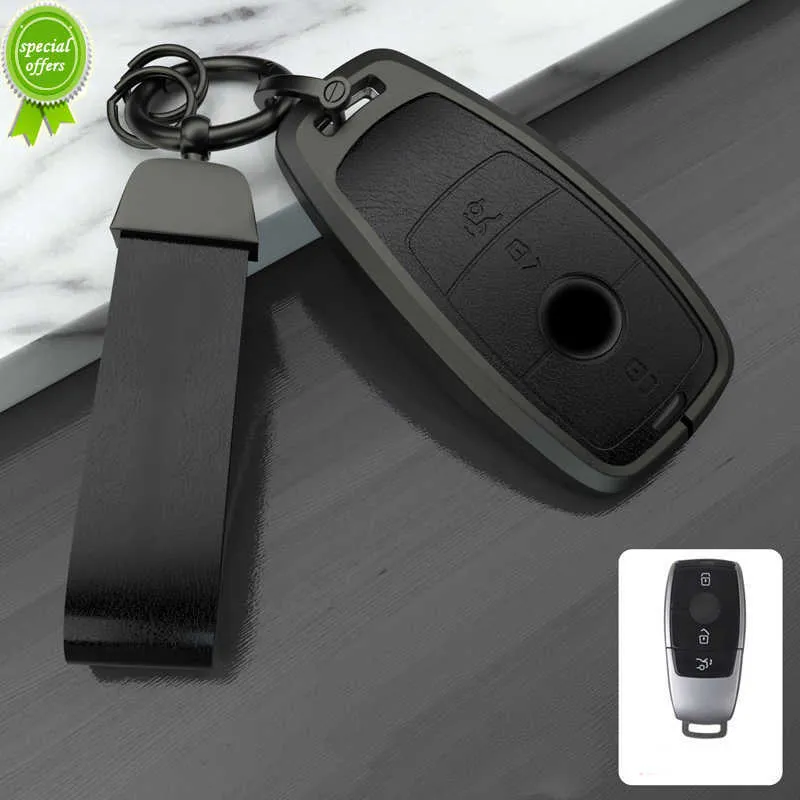 New Leather Alloy Car Remote Key Case Cover Shell For Mercedes Benz A C ...