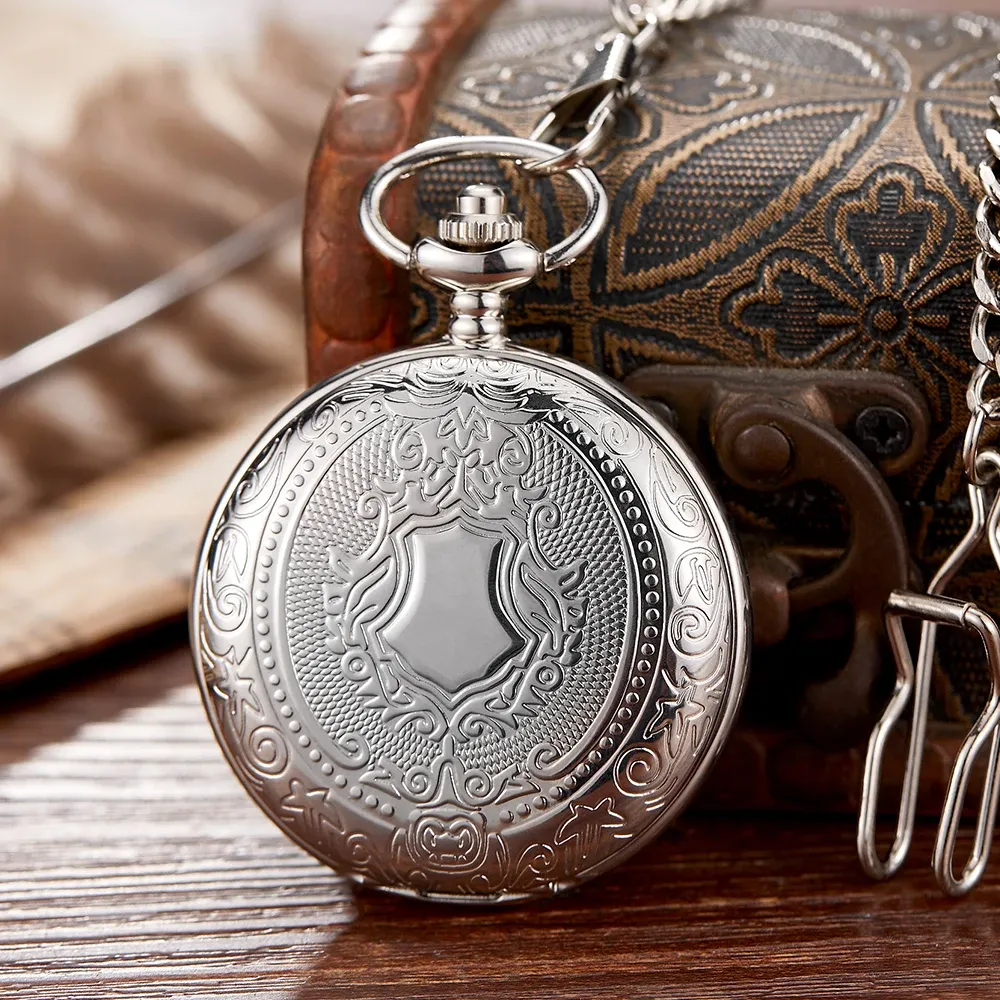 DHgate.com:Mens Unique Flip Pocket Watch with FOB Chain, Skeleton ...