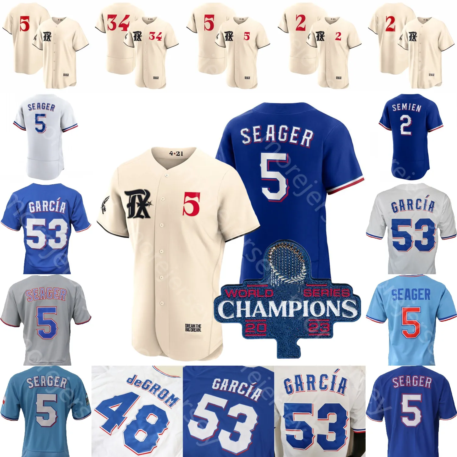WS World Series Baseball Jersey: Corey, Jacob, DeGrom, Garcia, Eovaldi ...