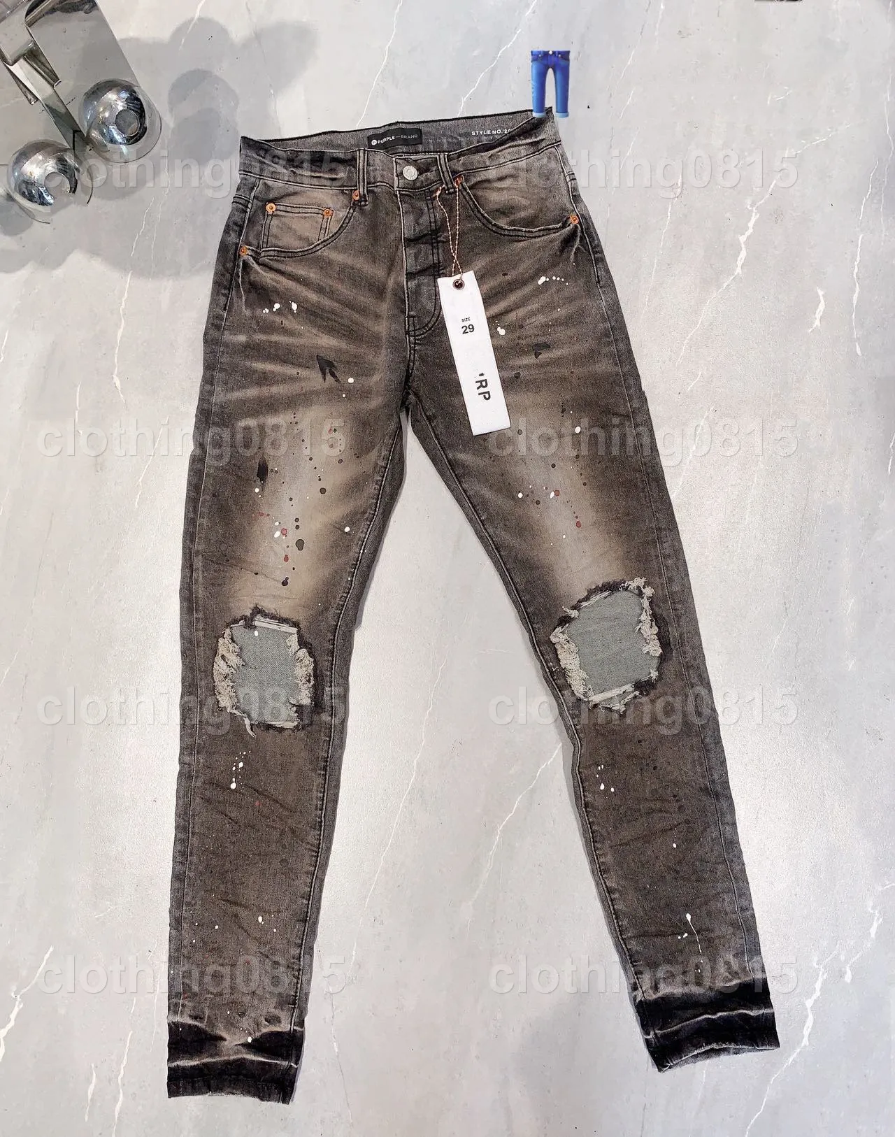 Mens Designer Purple Distressed Jeans Men With Tracked Pockets, Baggy ...