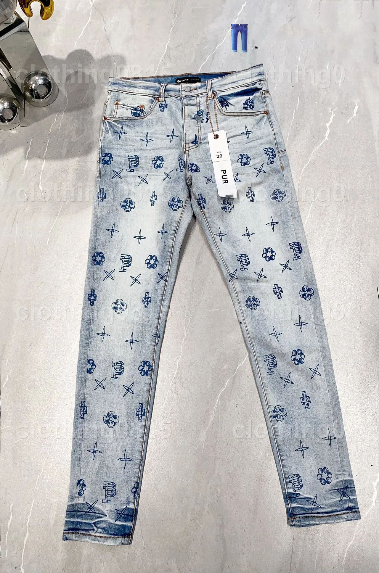 Mens Designer Purple Distressed Jeans Men With Tracked Pockets, Baggy ...