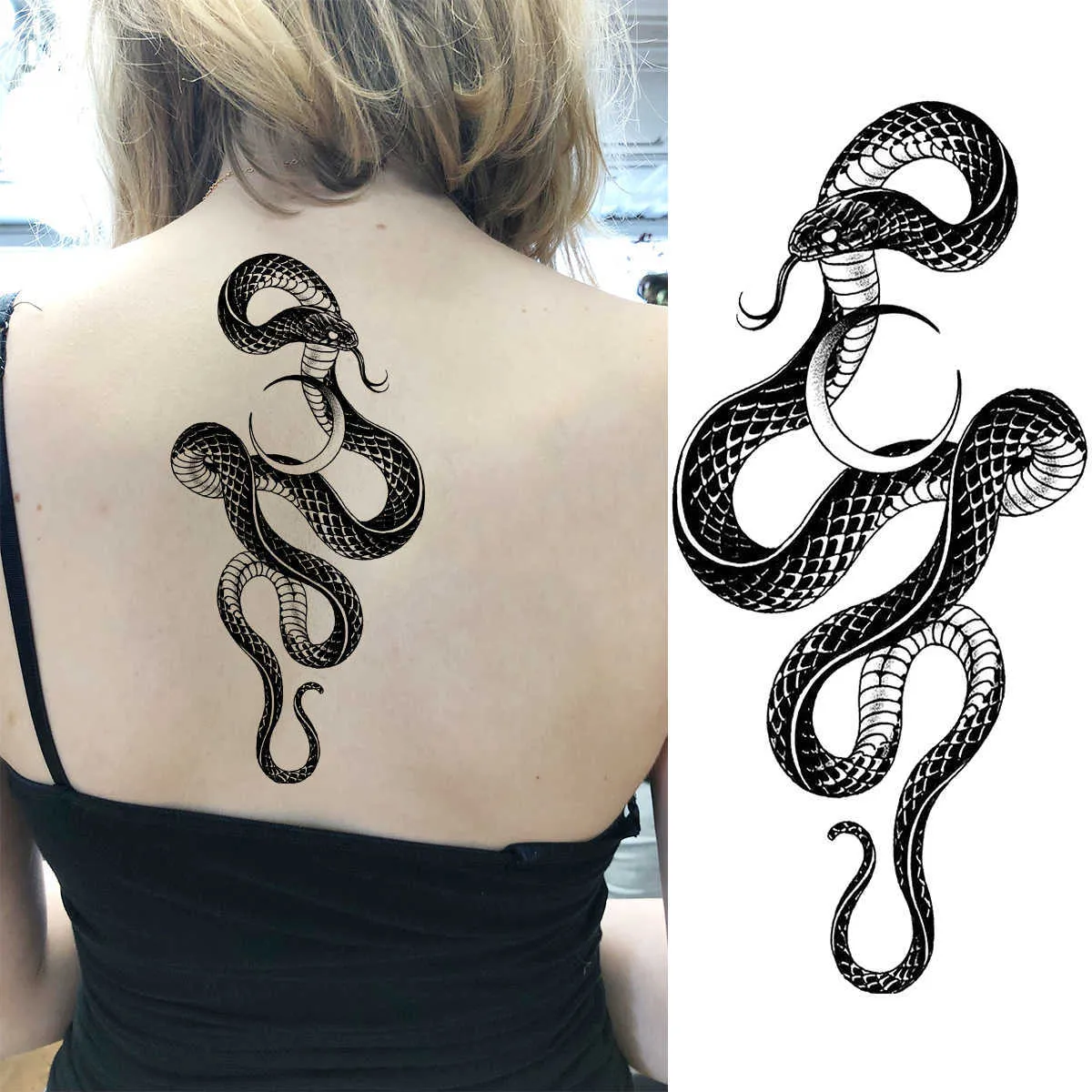 Realistic Snake Tattoo Temporary Set Dark Mark Mamba Snake & Serpent ...
