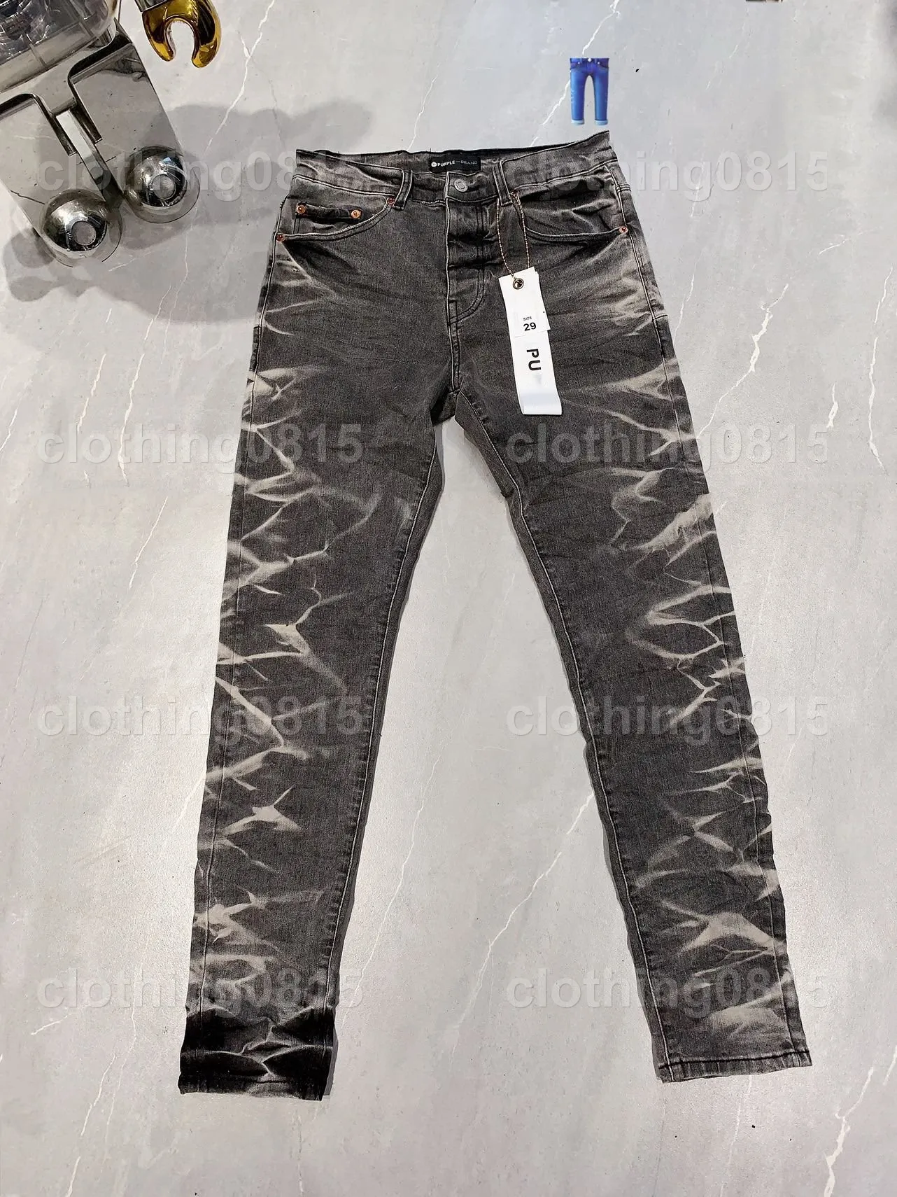 Mens Designer Purple Distressed Jeans Men With Tracked Pockets, Baggy ...