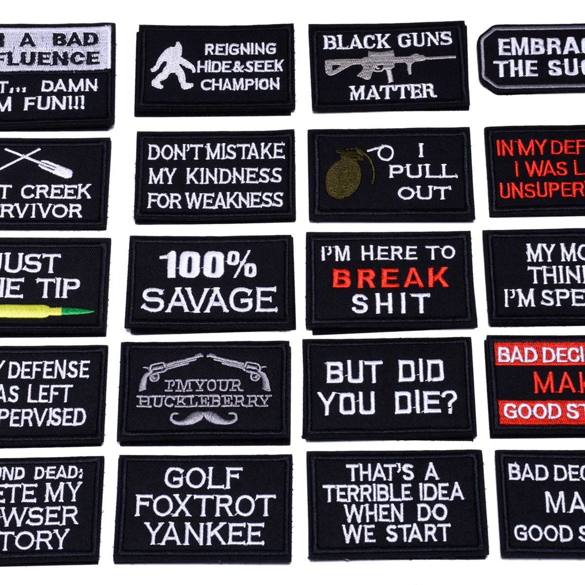 Hand Embroidered Patches, Black English Letter Patches, Tactical Hook ...