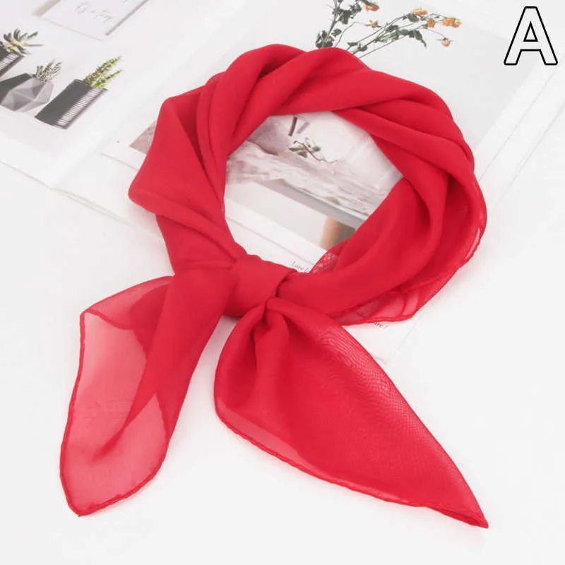 Candy Color Chiffon Scarves - Small Square Silk Neckerchief for Women ...