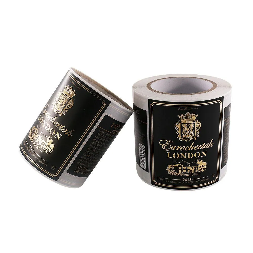 DHgate.com:Custom Black & Gold Foil Adhesive Wine Label Roll for ...