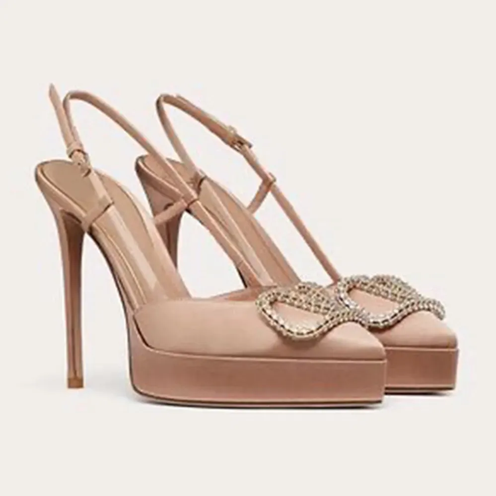 Luxury Designer Platform Pump Ankle Strap With Metal Buckle 12cm