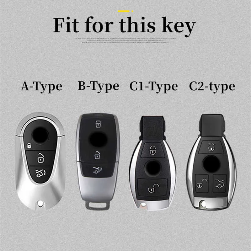 Leather Alloy Car Remote Key Case Cover for Mercedes-Benz CLA GLC GLA ...