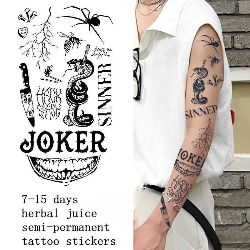 Waterproof Lightning Lines Herb Juice Fake Leg Sleeve Tattoo For Women ...