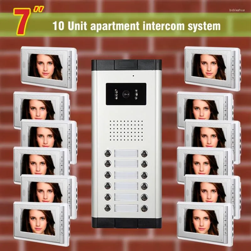 12 Unit Video Door Phone System Intercom System With 7 Inch Monitor And Doorbell Kit For Easy ...
