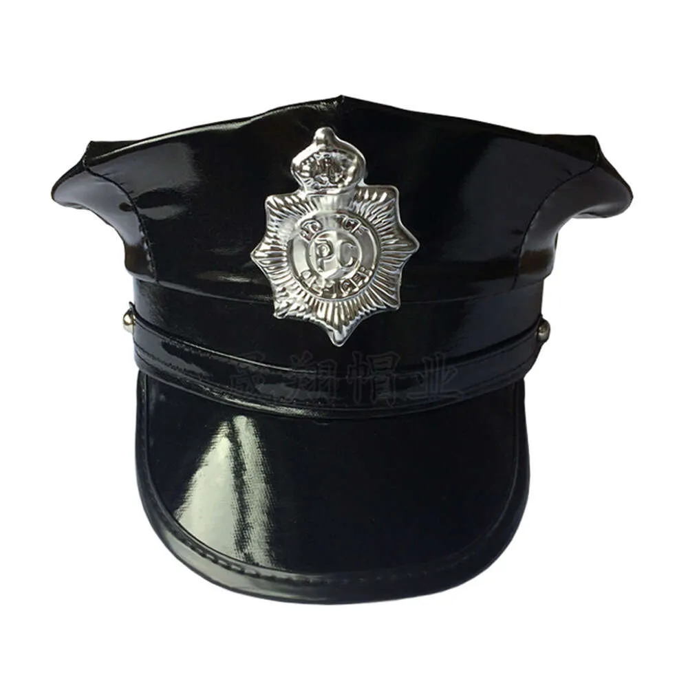 Premium Leather Octagonal Cap - Cosplay, Police Costume Hat, Adult ...