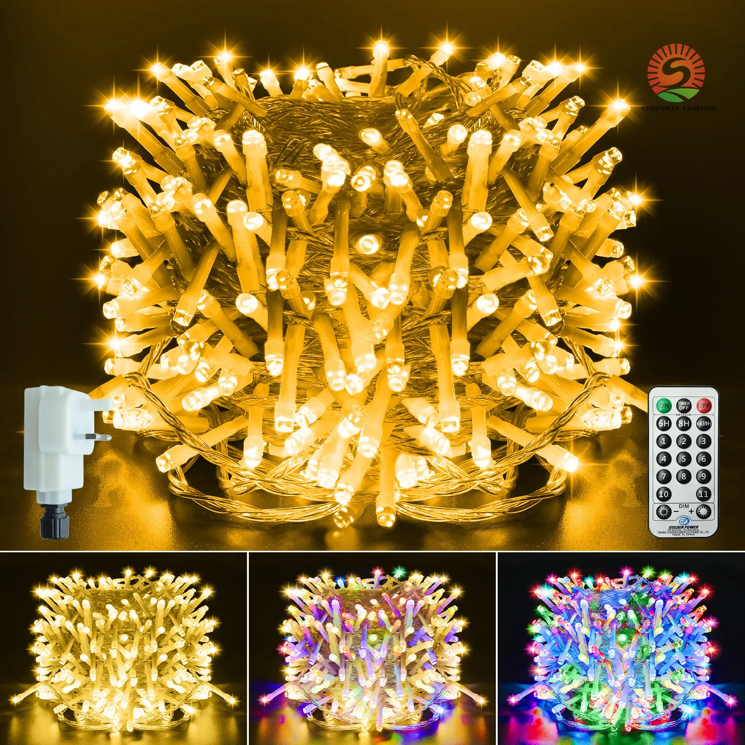 LED Fairy Lights 20M 200LED Warm White String Lights with 11 Modes ...