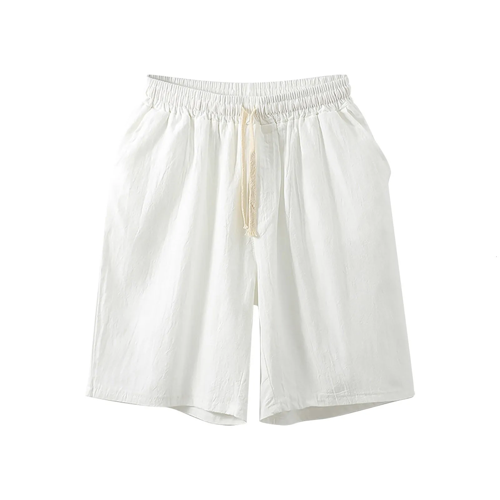 Men's Linen Shorts Set: Five-Piece Casual Loose Japanese Vintage ...