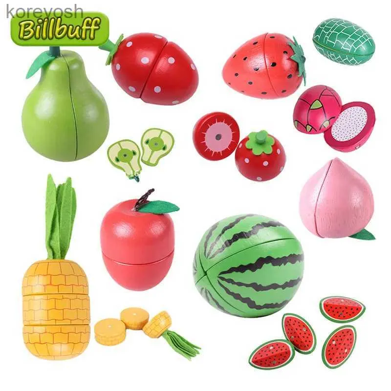 Kitchens Play Food Montessori Kid Cut Fruit Gift 3DWooden Simulation ...