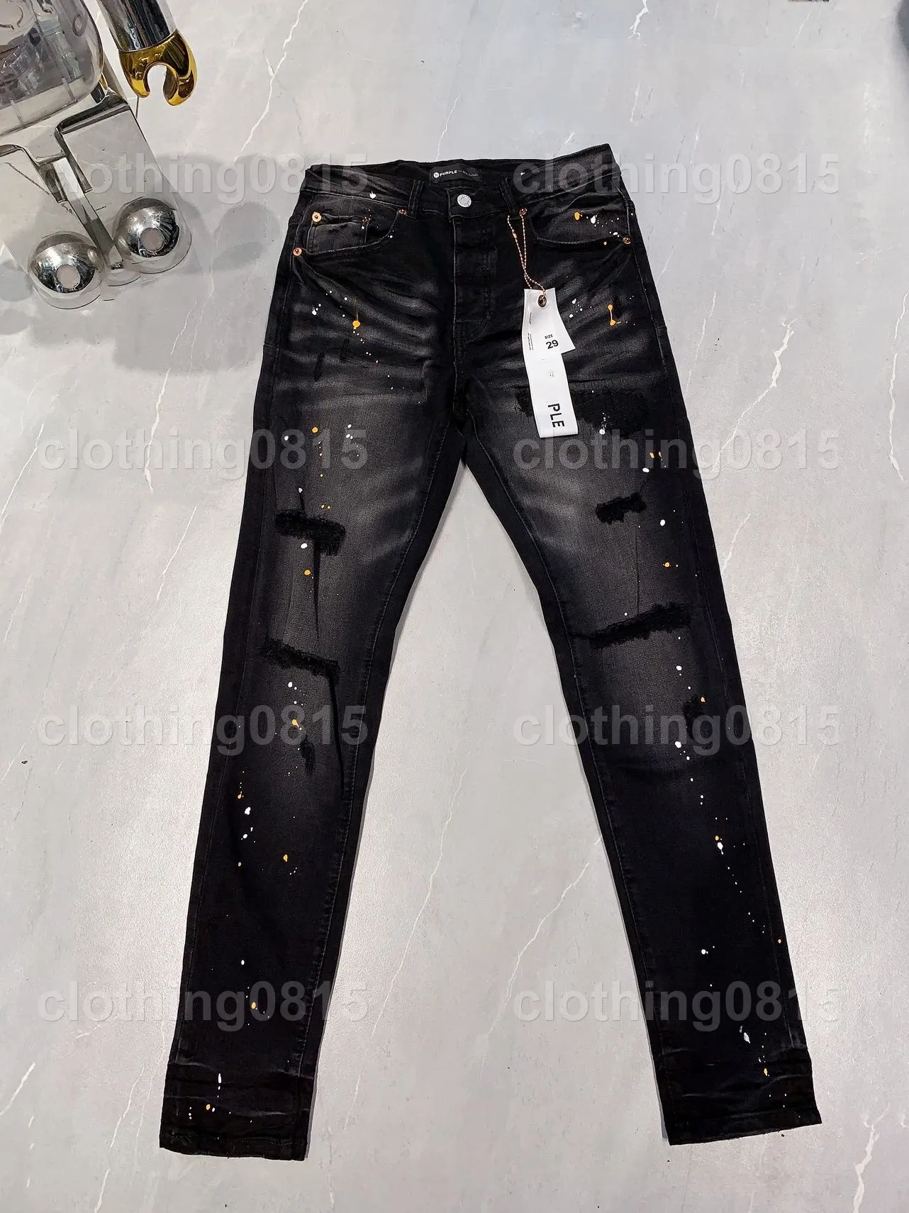 Mens Designer Purple Distressed Jeans Men With Tracked Pockets, Baggy ...