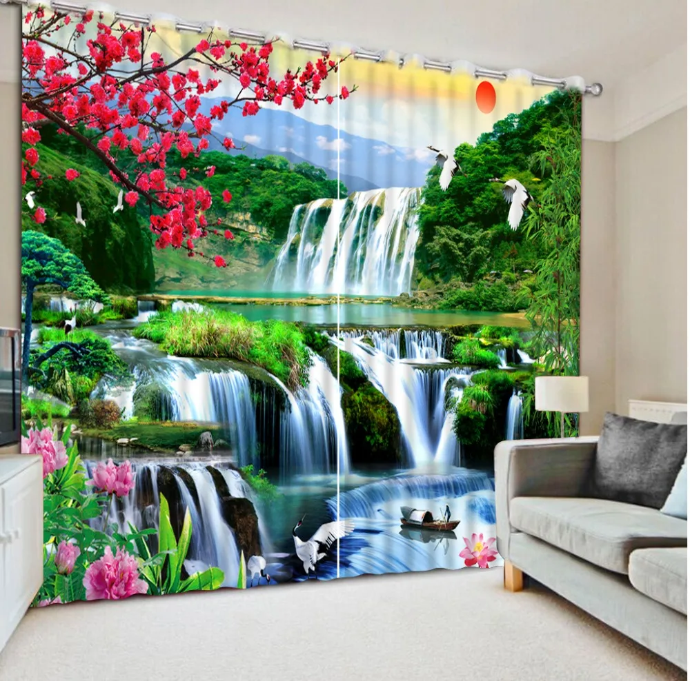 DHgate.com:Luxury 3D Window Curtain For Living Room Blackout Waterfall ...