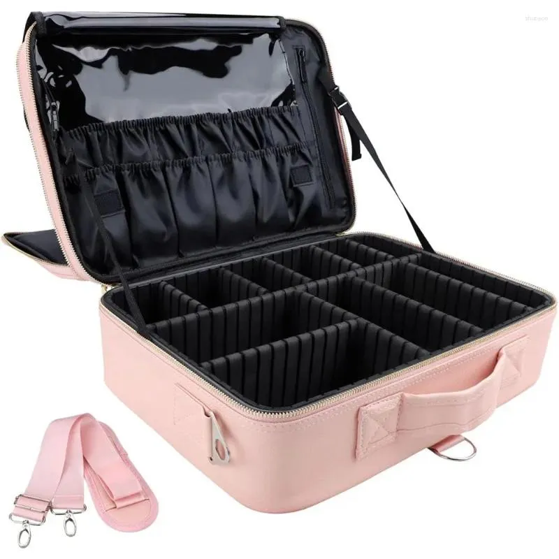 DHgate.com:Portable Cosmetic Bag with Adjustable Dividers and Shoulder ...