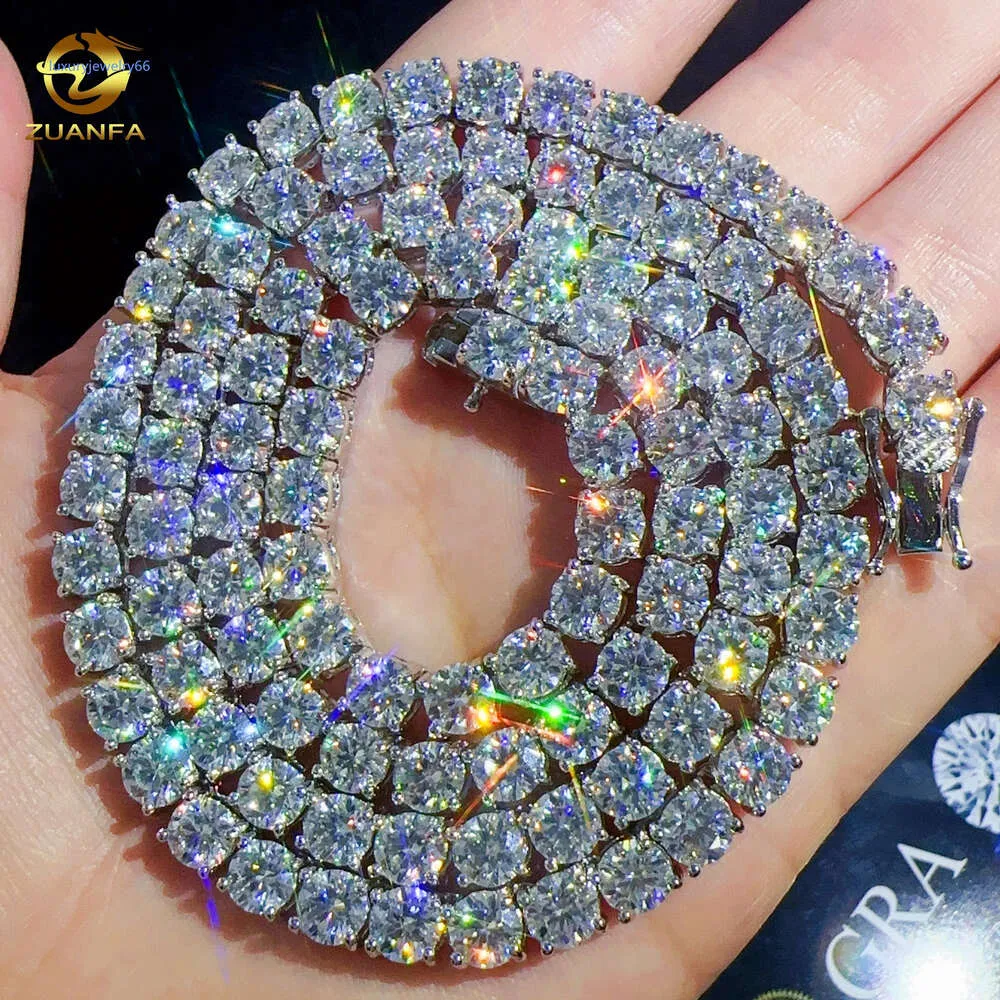 Moissanite Tennis Chain: 5mm Hip Hop Jewelry, VVS Diamond Necklace, 925 ...