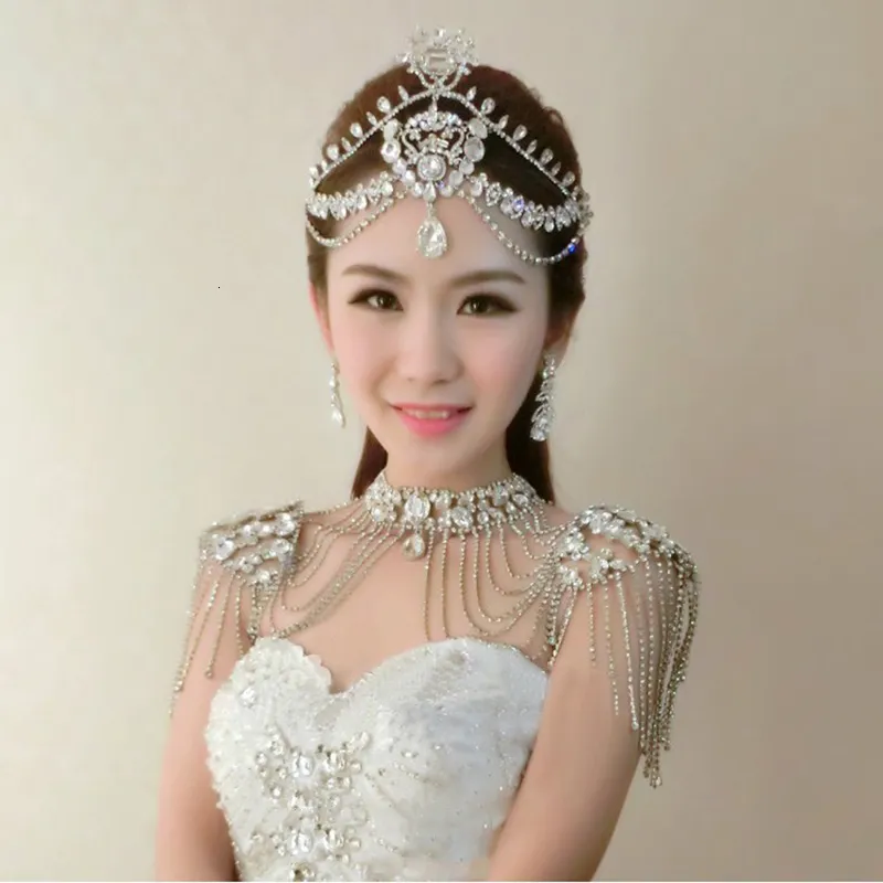 Bridal Body Jewelry Set: Crystal Lace Necklace, Navel Ring, Shoulder ...