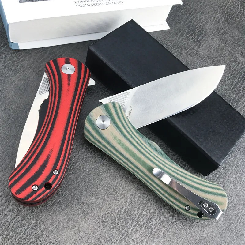 Tactical Two-Tone G10 Folding Knife 3.5 in 8Cr13MoV Satin Plain Blade ...