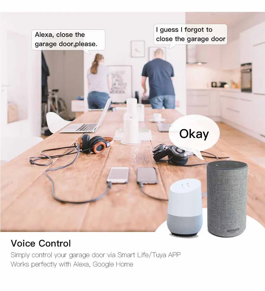 Tuya WiFi Switch Garage Door Opener Controller Compatible with Alexa ...