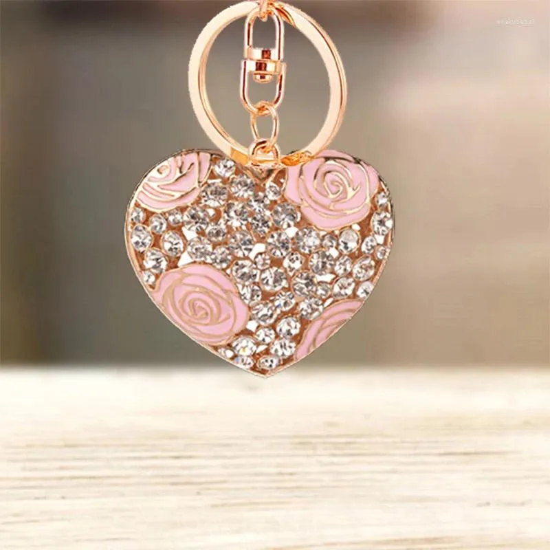 DHgate.com:Pink Rhinestone Crystal Heart KeyChain Keyring Flower ...