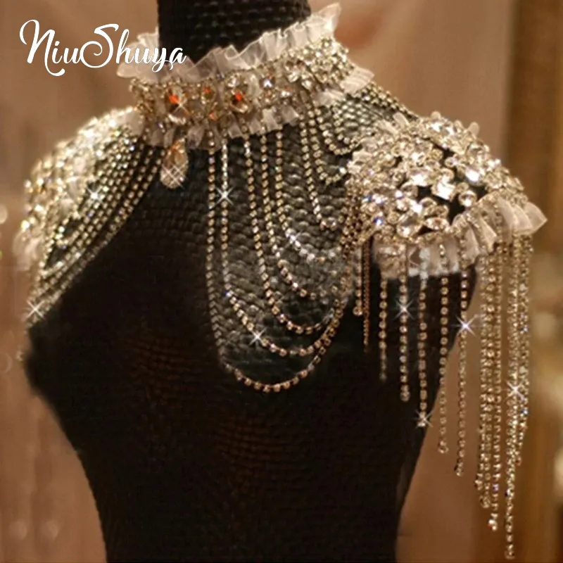 Bridal Body Jewelry Set: Crystal Lace Necklace, Navel Ring, Shoulder ...