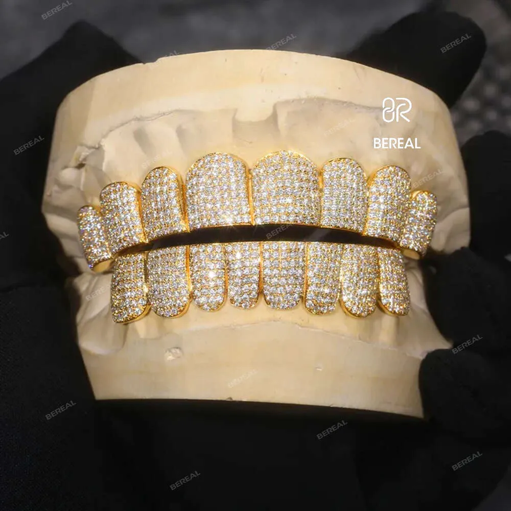 Custom Gold Teeth Grillz Round Brilliant Cut 10K 14K 18K Vvs Moissanite ...