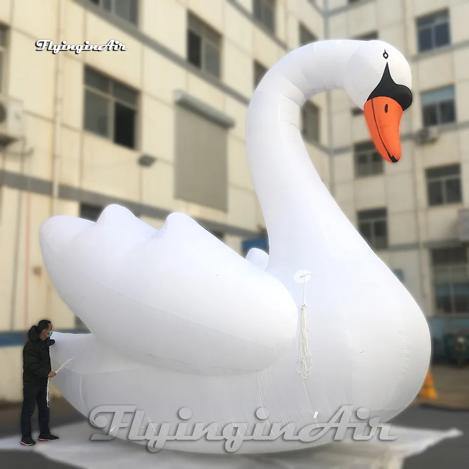 Oversized Balloons: Large White Inflatable Swan Animl Model With Red ...