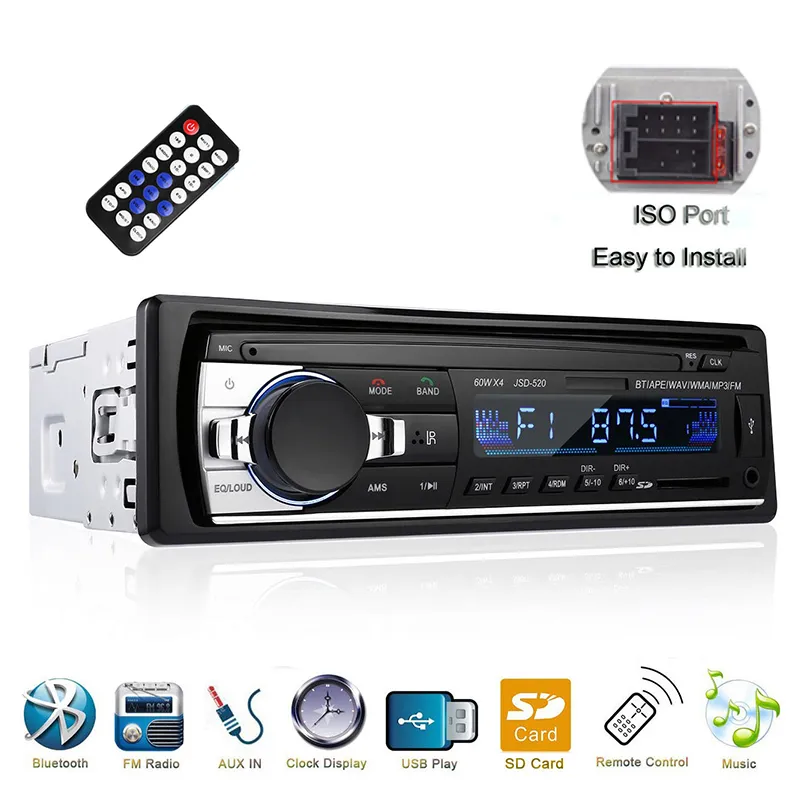 12V Universal Car JSD 520 Car Radio Car MP3 Car Stereo FM Bluetooth ...