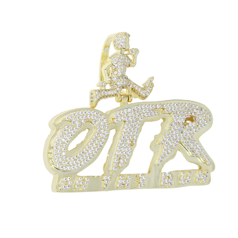 One The Run OTR Letter Charm Pendant gold necklace...