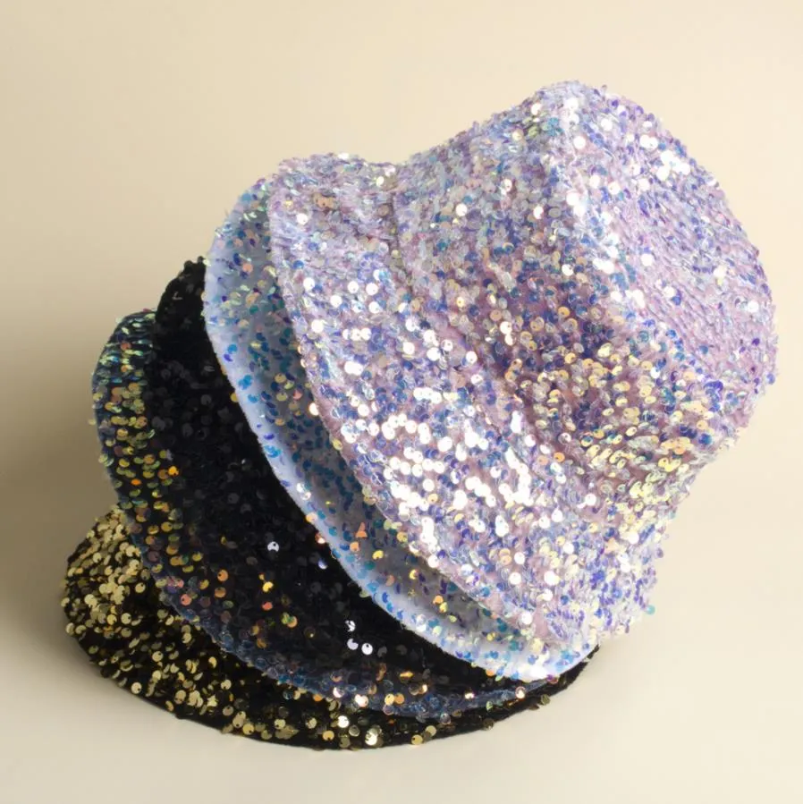 Sequin Bucket Hat - Shiny Rave Stage Wear, Wide Brim, Hip Hop Trendy ...