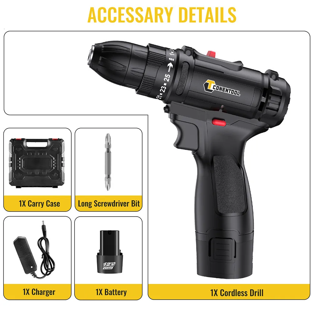 Tacklife Sdh13dc Cordless Screwdriver Conentool 12V Tacklife Sdh13dc ...