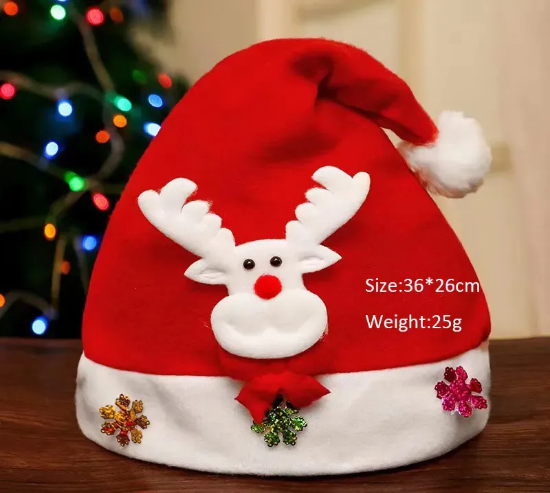Cartoon Christmas Hat Festive Family Matching Beanie Set, Plush Deer ...