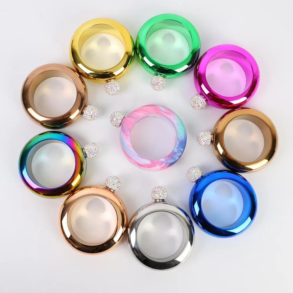 UPS New 3.5oz Bangles Flasks 304 Stainless Steel With Handmade Crystal ...