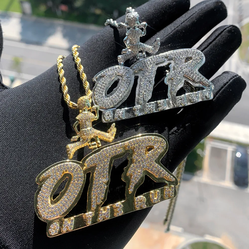 One The Run OTR Letter Charm Pendant gold necklace...