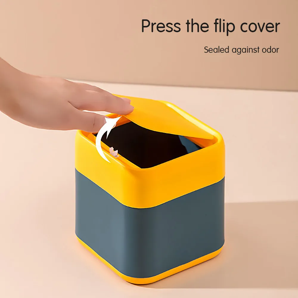 Mini Garbage Bin With Lid Desktop Trash Can For Home & Office, Space ...
