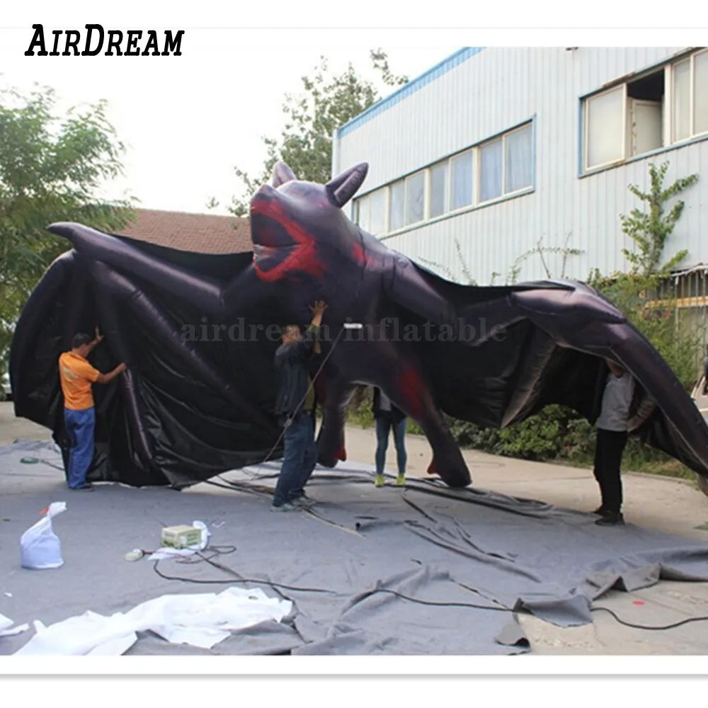 Giant Halloween Inflatable Bat - 26.2ft Wide, Spooky Black Decor for ...
