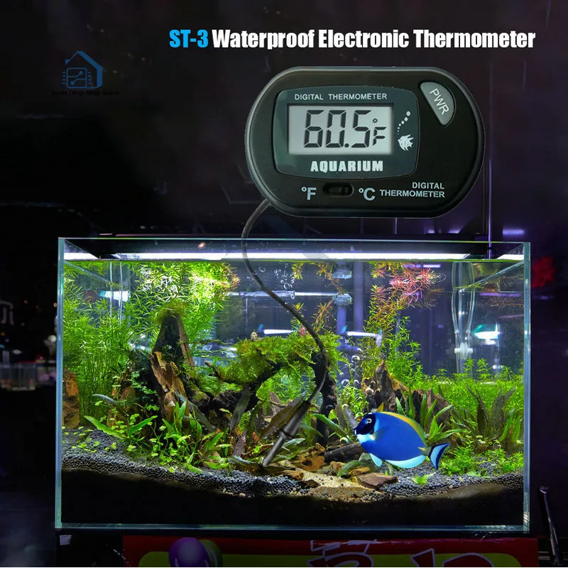 Digital Fish Aquarium Thermometer Tank With Wired Sensor Battery ...