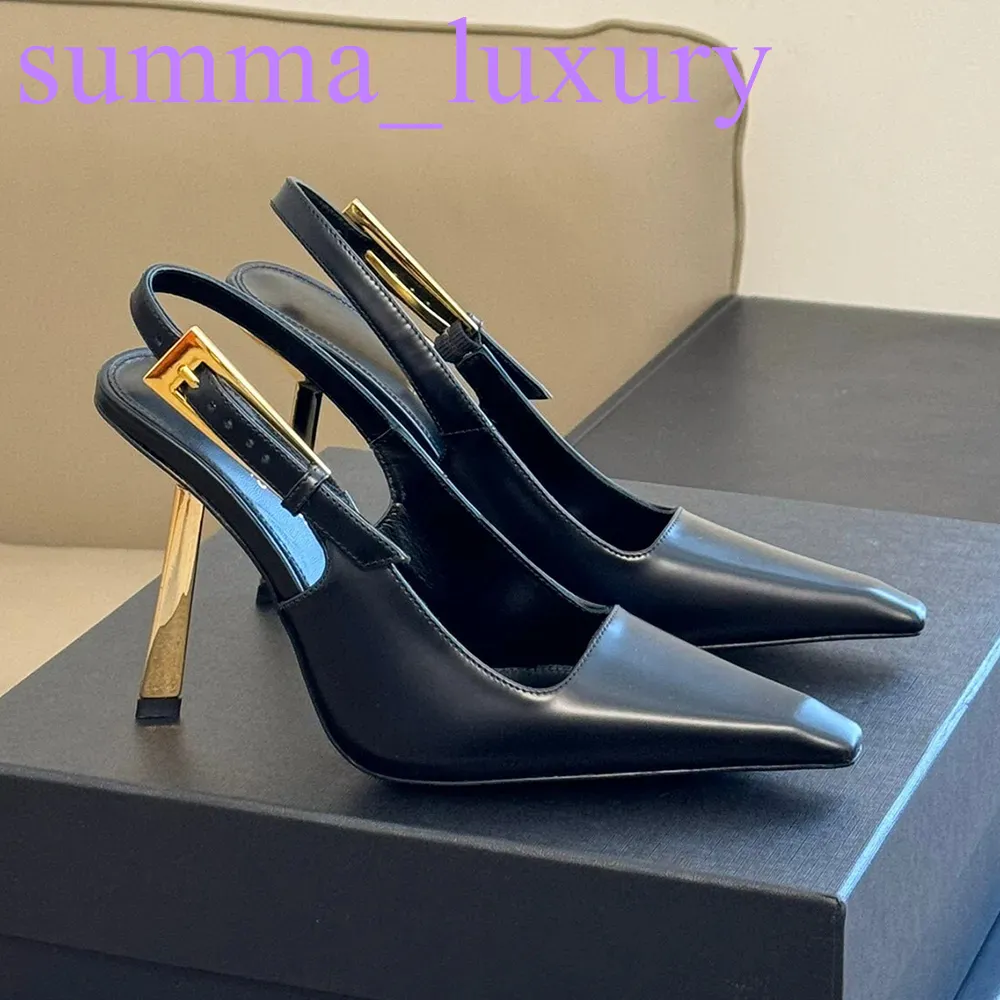 Luxury Designer Patent Leather Slingback Pumps With Stiletto Gold ...