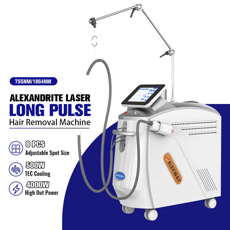 Schmerzloser ND YAG Laser Haarreduktionsausrüstung Alexandrite Laser 755nm 1064nm ...