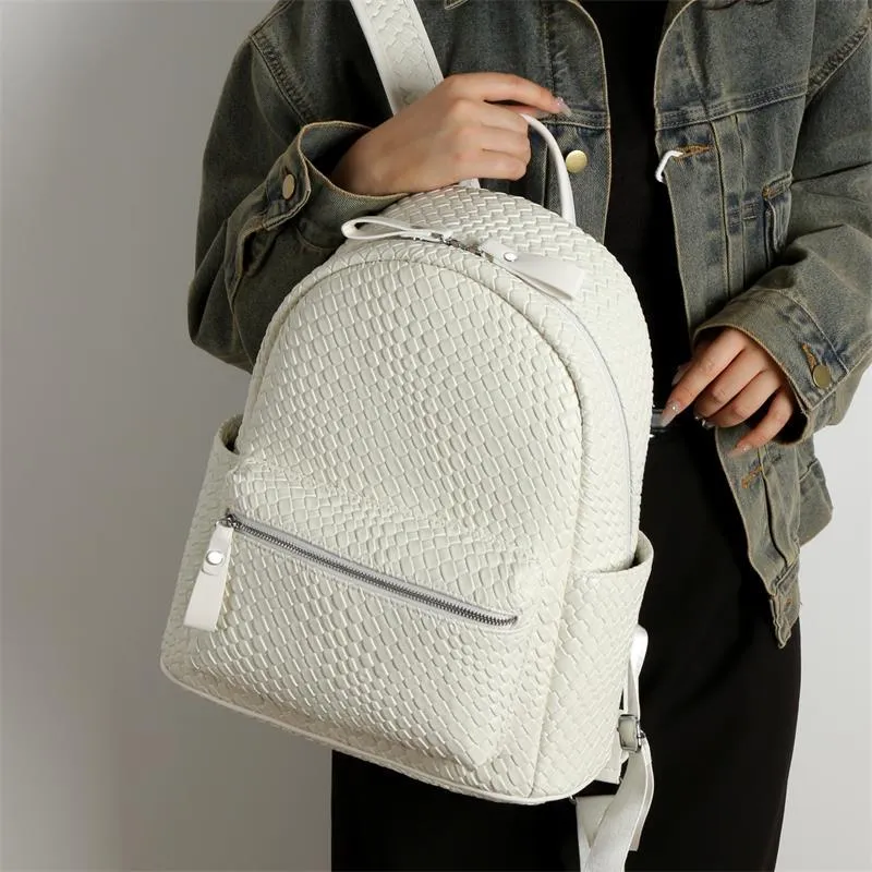 Women's Leather Shoulder Bag, College Style Solid Color Joker Student ...