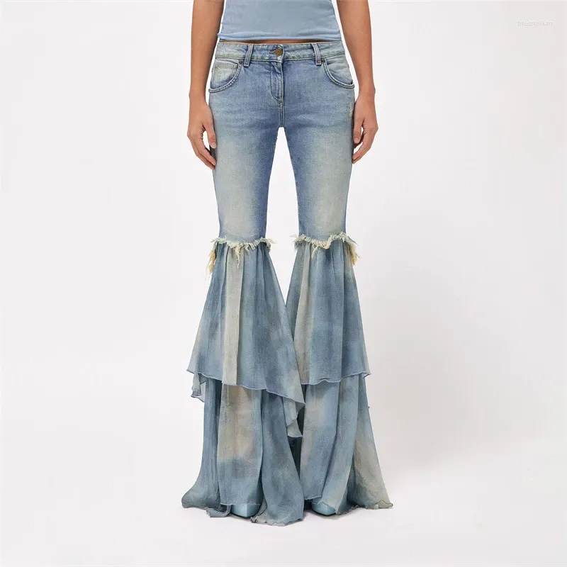 2023SS Womens High Waist Pure Cotton Washed Denim Chiffon 2023SS Womens High Waist Pure Cotton Washed Denim Chiffon