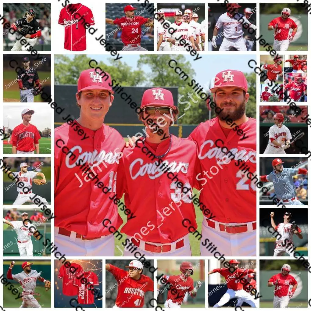 NCAA Houston Cougars Custom Stitched College Baseball Jersey Matt Beech ...