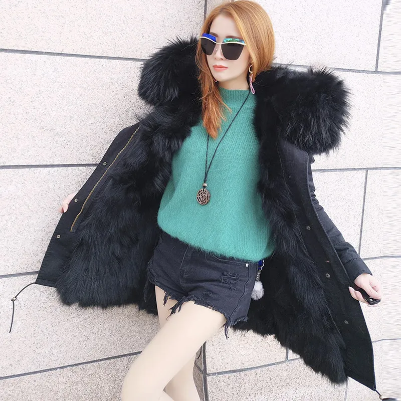 OFTBUY Waterproof Parka Real Fur Coat Winter Jacket for Women with Natural Raccoon Fur Collar ...