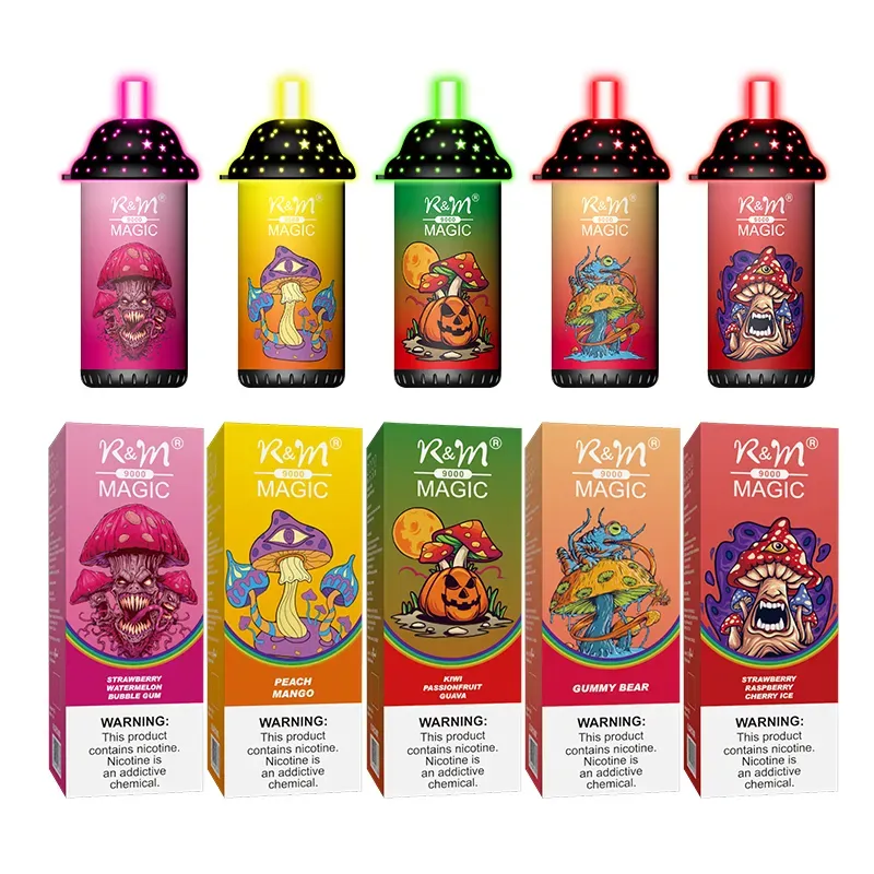 Original R&M Magic 9000 Puffs Disposable Vape Pen 18ml Prefilled 0% 2% ...