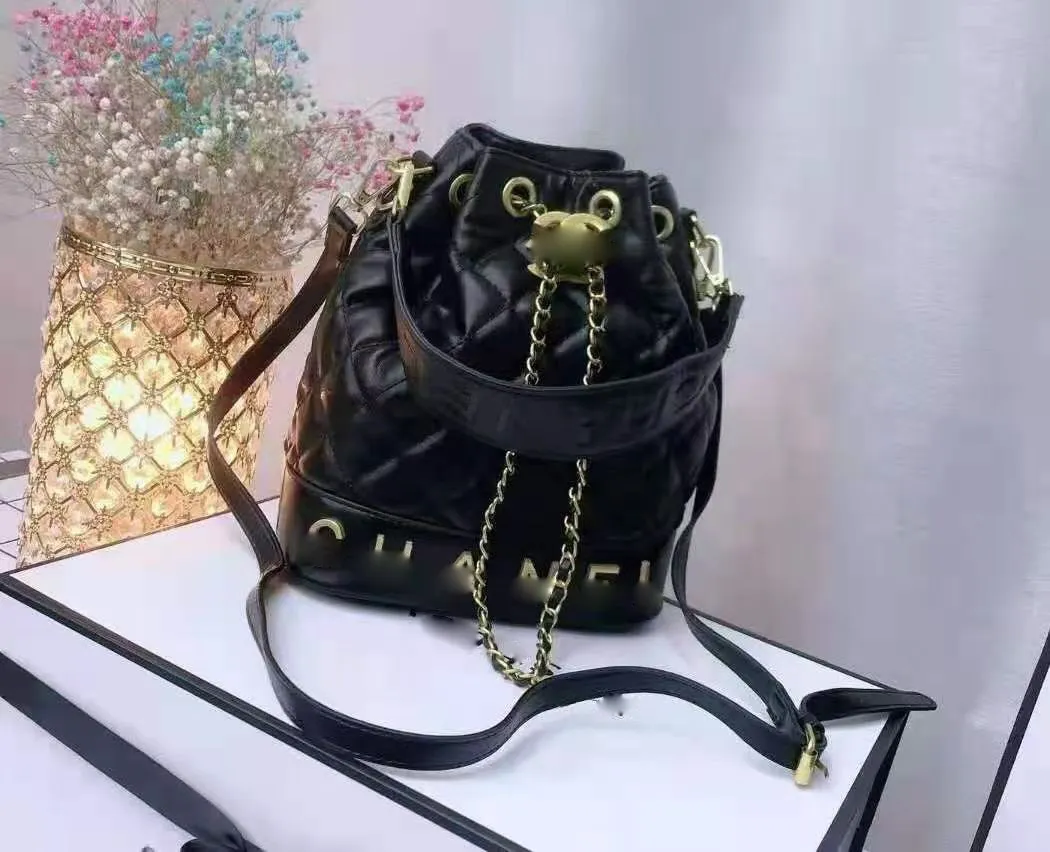 DHgate.com:Black Genuine Leather Bucket Bag with Detachable Handle ...