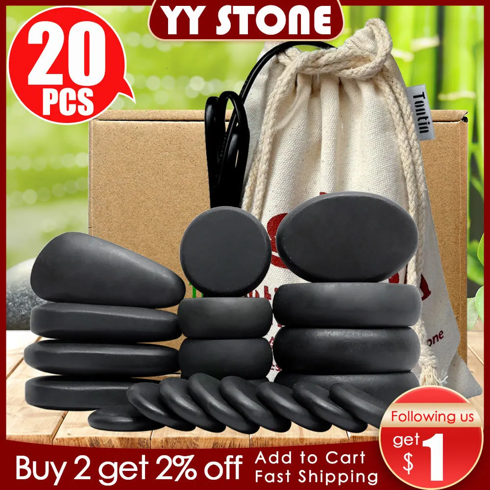 20-Piece Hot Stone Massage Set - Lava Basalt Stones for Deep Relaxation ...